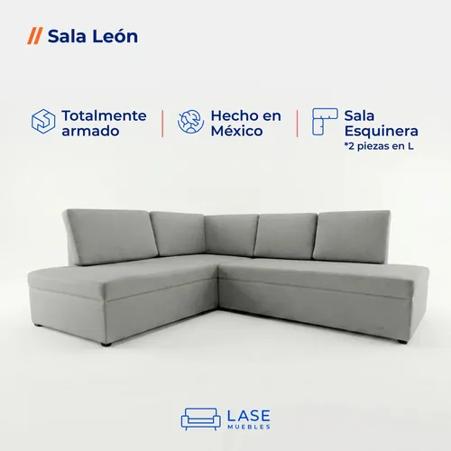 Sala Esquinera León 5 Plazas 2 Piezas Con Cojines Color Gris Oscuro ...
