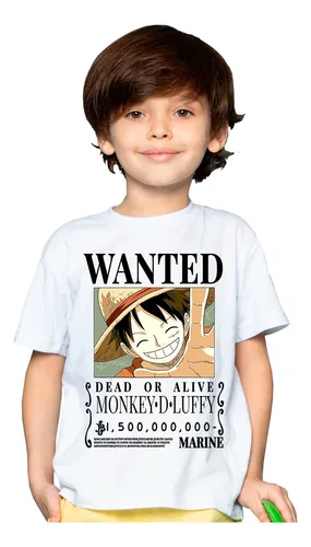 Playera Niño Cartel Wanted Monkey D Luffy One Piece 1500 Playera Niño Cartel Wanted Monkey D Luffy One Piece 1500