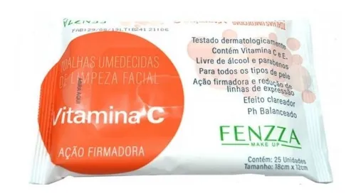 Fenzza Toalhas Umedecidas Limpeza Vitamina C 25 Folhas Mercadolivre