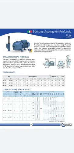 Bomba Centrifuga Aspiración Profunda Reggio Sa 100 1hp 220v en venta en ... Bomba Centrifuga Aspiración Profunda Reggio Sa 100 1hp 220v en venta en ...