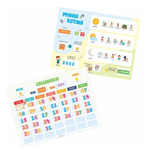 Kit Quadros Educativos Infantil Rotina Diária Calendário