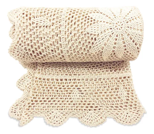 Cobertor Zenviro Boho Cobertores De Crochê Creme Cobert | Frete grátis