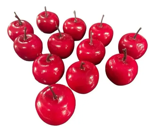 24 Mini Maça Vermelha Toque Real Fruta Artificial Realista Mercadolivre