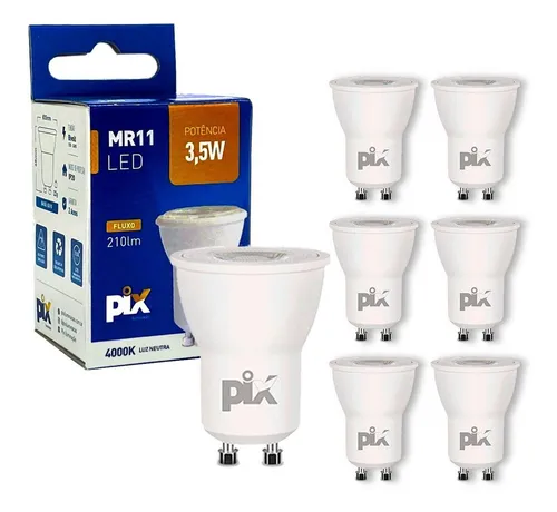 Kit 10 Lâmpada Led Mr11 Mini Dicroica 3 5w Gu10 4000k Neutra Cor Da Luz