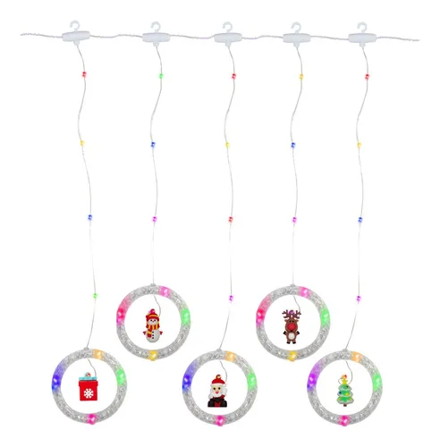 Cortina Serie Luz Aros Led Multicolor Figuras Navideñas 3mts Mercadolibre
