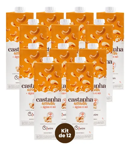 Kit 12 Leite Vegetal Castanha Assada Água 1l Cajueiro Frete Grátis