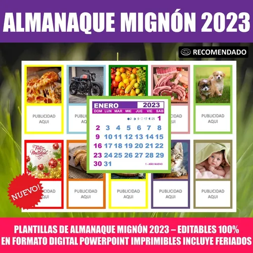 Kit Imprimible Calendario 2023 Mignon Almanaque Editable en venta en ... Kit Imprimible Calendario 2023 Mignon Almanaque Editable en venta en ...