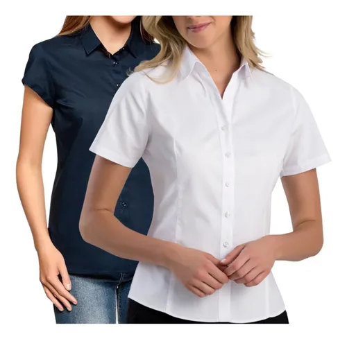 Kit 2 Blusa Social Feminina Manga Curta Não Amassa Mercadolivre