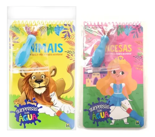 Kit 2 Livros De Colorir Aqua Book Surpresas Com Água - Animais ...