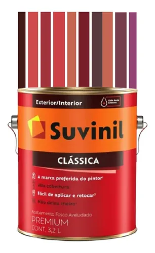 Tinta Para Parede Vermelho Suvinil Clássica 3,2l Premium Tinta Para Parede Vermelho Suvinil Clássica 3,2l Premium