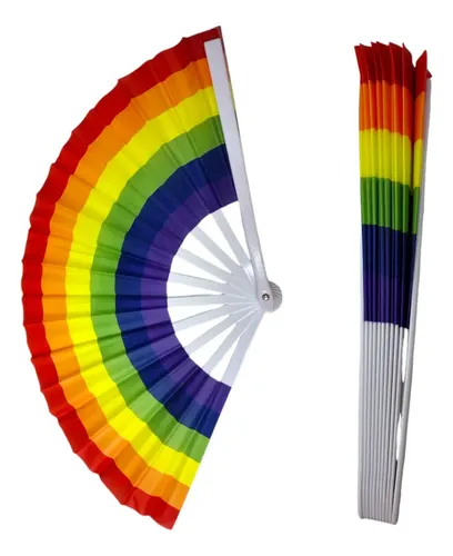 10 Leque 43x23cm Lgbt Arco-íris Toque Colorido P Sua Festa ...