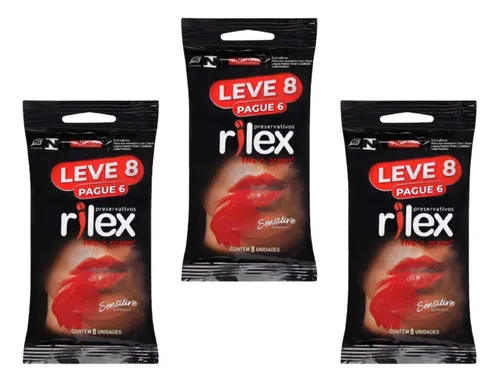 Kit Com 3 Preservativo Camisinha Sensitive 06 Unidades Rilex Parcelamento Sem Juros