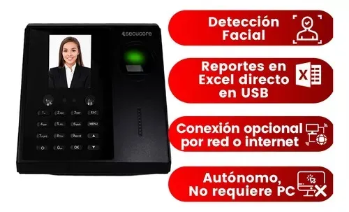 Reloj Checador Facial Rostro Biometrico Reportes Excel Red | MercadoLibre