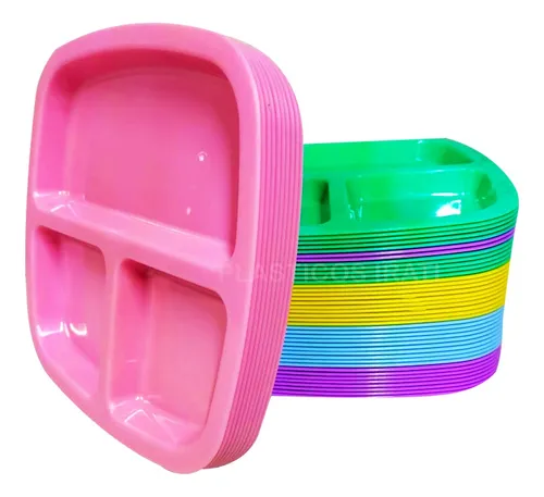 Platos 3 Divisiones Plástico Reusables 20 Pzs