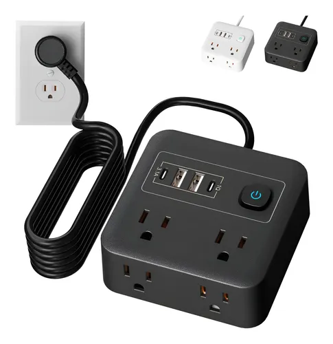 Regulador Multicontactos Con 4 Salidas+ 2 Usb+ 2 Type-c 1.8m | MercadoLibre