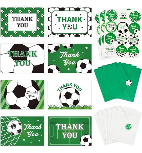 96 Tarjetas De Agradecimiento De Fútbol Con Sobres Y Calcoma | Meses ...