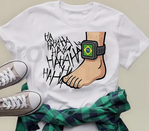 Camiseta Ou Baby Look Bolsonaro Tornozeleira Meme Hahaha 138 ...