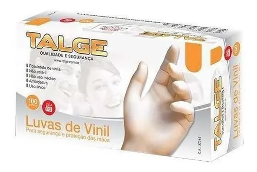 Luvas descartáveis Talge cor transparente tamanho P de vinil em kit de ... Luvas descartáveis Talge cor transparente tamanho P de vinil em kit de ...