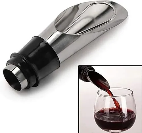 Tampa Rolha Funil Garrafa De Vinho Em Inox Com Bico Dosador Tampa Rolha Funil Garrafa De Vinho Em Inox Com Bico Dosador