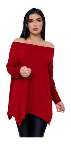 Blusa Manga Comprida Soltinha Ombro A Ombro Malha Estilosa Mercadolivre