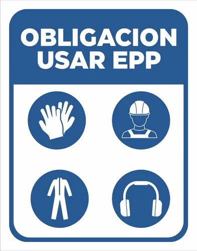 Cartel Obligación Usar Epp 22x28 Cm Elementos Proteccion | MercadoLibre