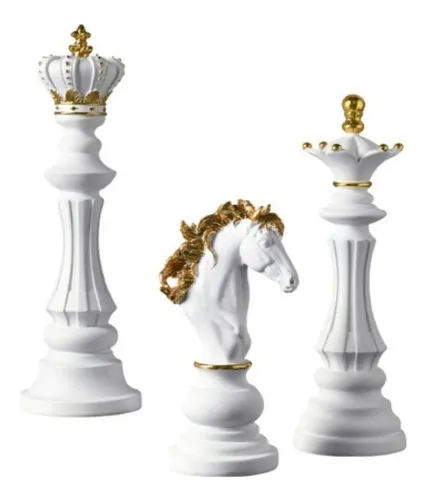 Kit Com 3 Peças De Xadrez Enfeite 17cm Luxo Decorativo | Parcelamento ...