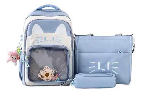 Mochila Ita Kawaii Con Gato Y Expositor De Pines, Mochila | Envío gratis