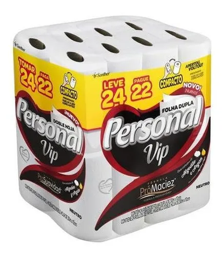 Papel Higiênico Folha Dupla Neutro Personal Vip Lv 24 E Pg22 à Venda Em