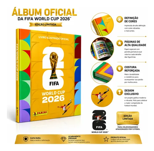 Álbum Ouro Capa Dura - Copa Do Mundo 2026 - Fifa World Cup | Frete grátis