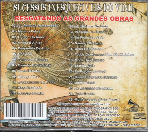 Cd Moreno E Moreninho Sucessos Inesquecíveis Do Vinil 0124 Mercadolivre