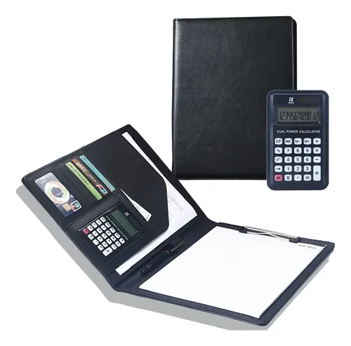 Carpeta Multifuncional De Cuero Ejecutivo Con Calculadora | Meses sin ...