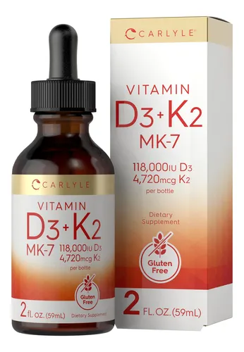 Suplemento De Vitamina D3 Líquida Carlyle Com K2 60ml | Frete grátis