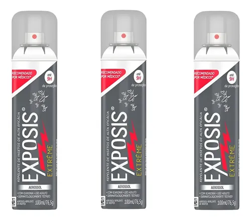 Kit 3 Repelente Exposis Com Icaridina Spray Aerosol 100ml ...