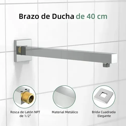 Regadera Cuadrada Monomando Acero Inoxidable Manguera Ducha | Envío gratis