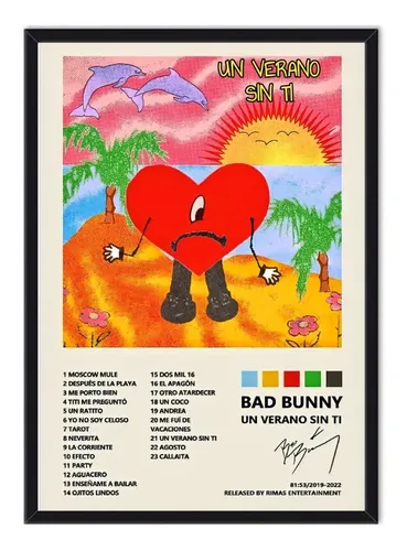 Cuadro Poster Enmarcado Bad Bunny Un Verano Sin Ti