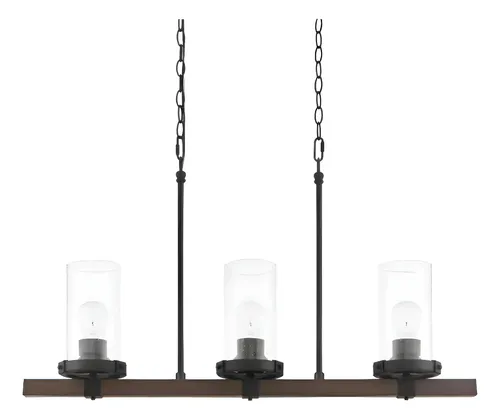 Lampara De Techo Lineal Decorativa Colgante De 32'' 3 Luces Negro ...