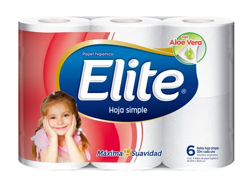 Papel Higiénico Elite Extra Con Aloe Vera Simple Hoja 30 M De 6 U