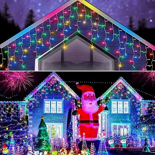 Serie Tipo Cascada Navideña De 8m 400 Luces Led De Colores Meses Sin