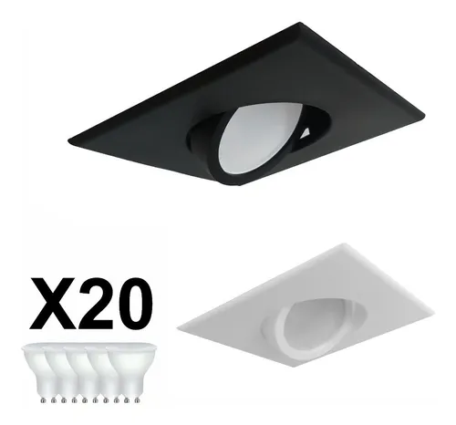 Packx20 Spot Embutir Pvc Cuadrado Dicro Led 7w Frio/calido