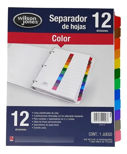 Separador Para Carpeta Acco Wilson Jones 1 Al 12 Sin Numero Separador Para Carpeta Acco Wilson Jones 1 Al 12 Sin Numero