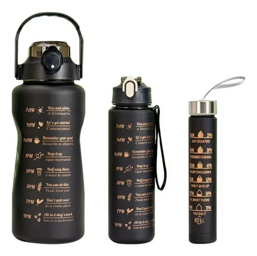 Set De 3 Termos Botella De Agua Botilo Motivacional X3 Negro | MercadoLibre Set De 3 Termos Botella De Agua Botilo Motivacional X3 Negro | MercadoLibre