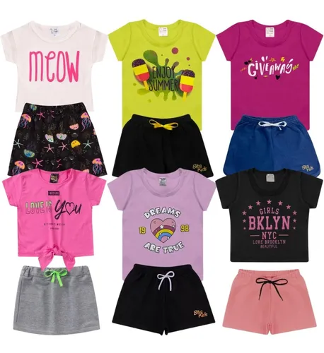 Lote 12 Peças Roupa Infantil Menina Feminino Atacado Verão | Frete grátis Lote 12 Peças Roupa Infantil Menina Feminino Atacado Verão | Frete grátis