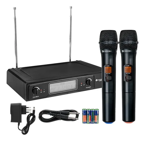 Microfone Kadosh K-302m Sem Fio Duplo Vhf Wireless System Cor Preto Microfone Kadosh K-302m Sem Fio Duplo Vhf Wireless System Cor Preto