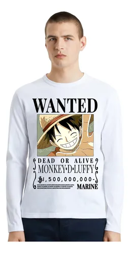 Playera Manga Larga Cartel Wanted Monkey D Luffy Op Playera Manga Larga Cartel Wanted Monkey D Luffy Op