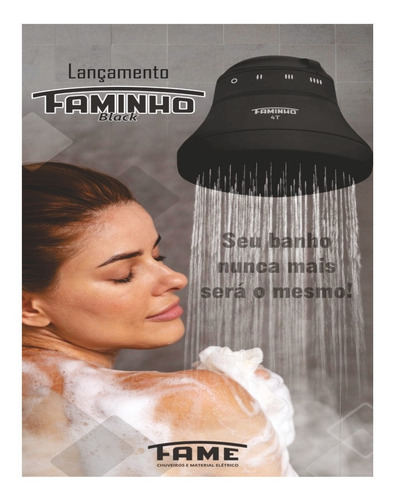 Ducha Faminho 4t Black 127v 5400w C Cano 30cm Parcelamento Sem Juros