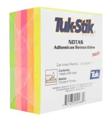 Notas Adhesivas Tuk Cubo Tonos Neon 400 Hojas C 4 V Meses Sin Interés