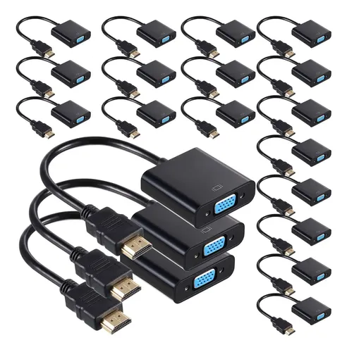 Adaptador Hdmi A Vga Yunsailing, Paquete De 20, Negro | Envío gratis