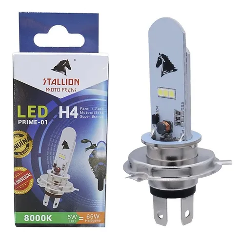 Lâmpada Led Farol Moto H4 8000k Super Branca Efeito Xenon