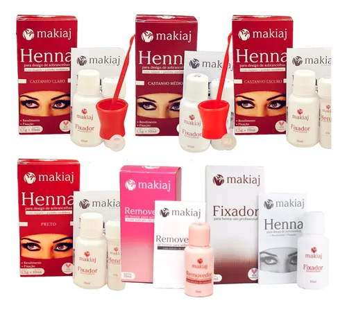 Kit Sobrancelhas Makiaj 4 Henna Fixador E Removedor Completo ... Kit Sobrancelhas Makiaj 4 Henna Fixador E Removedor Completo ...