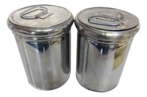 Juego 3 Botes Nevero Acero 5 Lt. C/ Tapa Para Nieve Helado Gris Liso ...